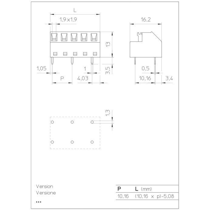 CTL 3-pole Screwless Terminal PC Solderable 10A